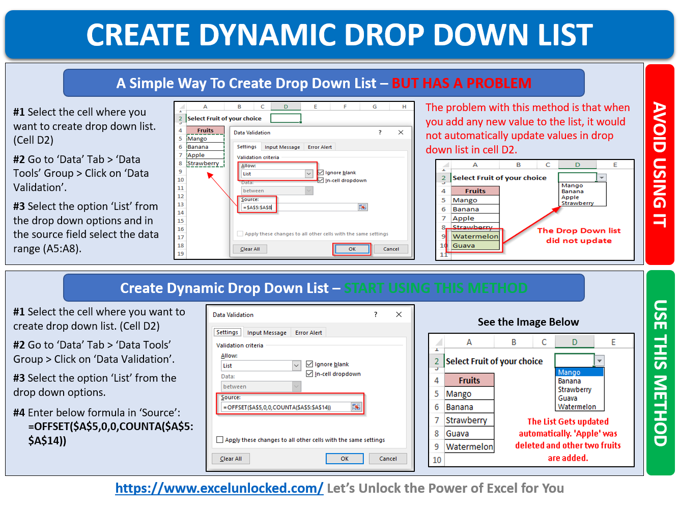 How To Create A Dynamic Drop Down List In Excel Excel Unlocked