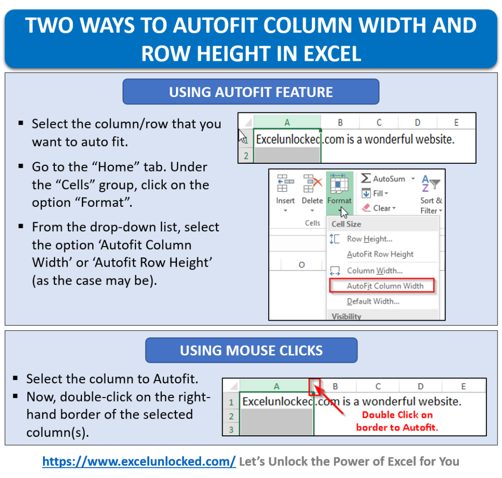AutoFit Column Width And Row Height In Excel Excel Unlocked