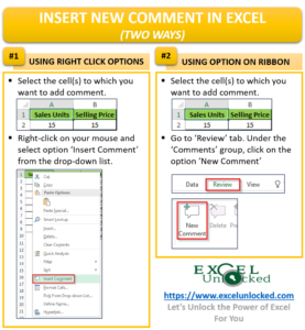 How to Add and Delete a Comment in Excel - Excel Unlocked