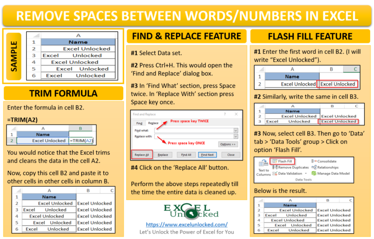 Remove Spaces Between Words and Numbers in Excel - Excel Unlocked