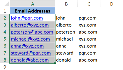 How to Get Name from Email Address in Excel - Excel Unlocked