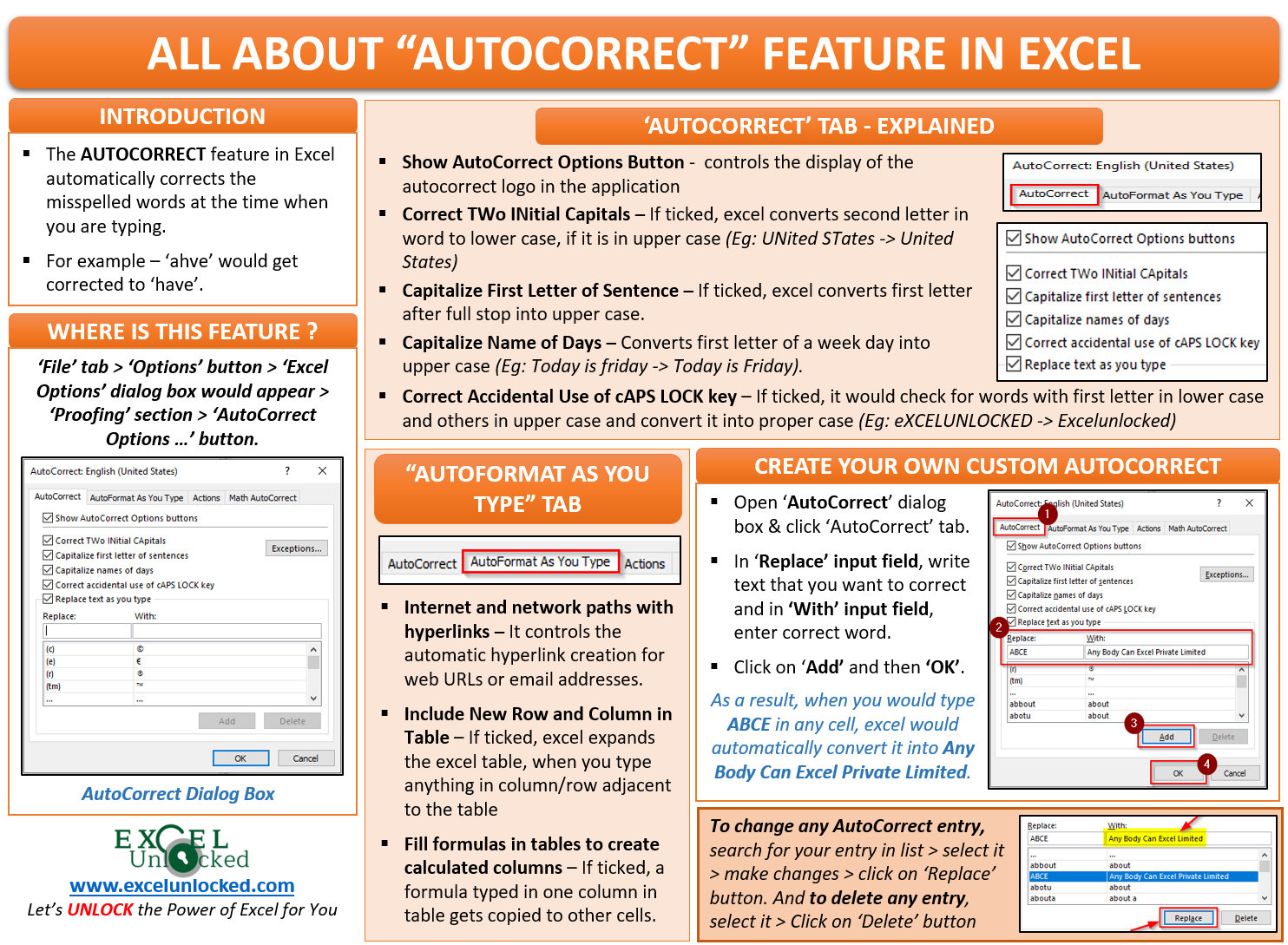 Exploring Autocorrect Feature In Excel Excel Unlocked