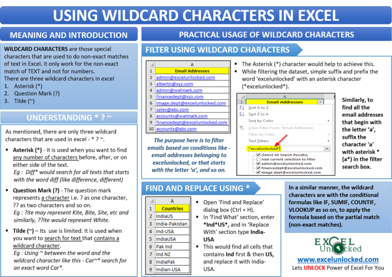 Advanced Search Using Wildcard Characters in Excel - Excel Unlocked