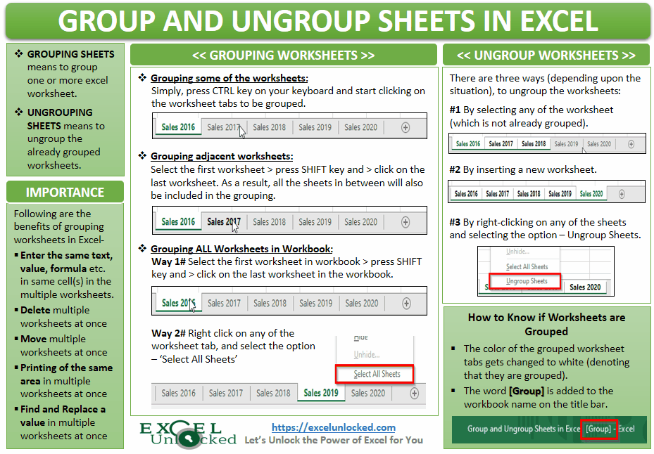 Group And Ungroup Worksheets In Excel Excel Unlocked