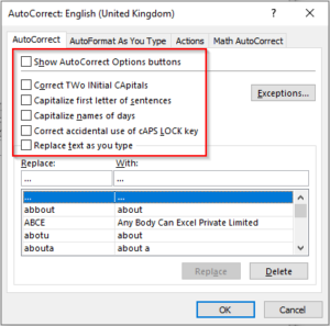 Exploring AutoCorrect Feature in Excel - Excel Unlocked