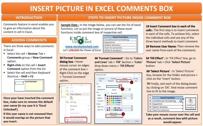 How To Insert Picture Or Image In Excel Comment Excel Unlocked