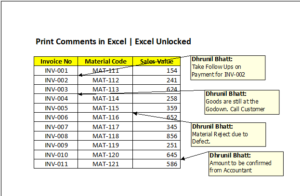 Printing Comments in Excel - Quick Guide - Excel Unlocked