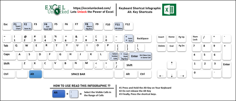 Learn Excel Keyboard Shortcut in Infographic - Excel Unlocked