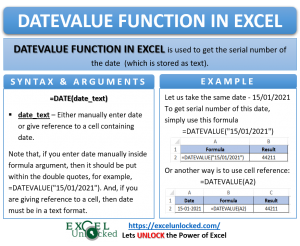 DATEVALUE function in Excel - Get Date Serial Number - Excel Unlocked