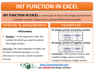 INT Function in Excel - Get Integer from Number - Excel Unlocked