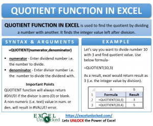 QUOTIENT Function in Excel - Find Quotient by Division - Excel Unlocked