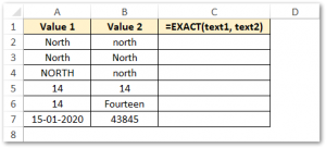 EXACT Function in Excel - Match Two Values - Excel Unlocked