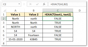 EXACT Function in Excel - Match Two Values - Excel Unlocked