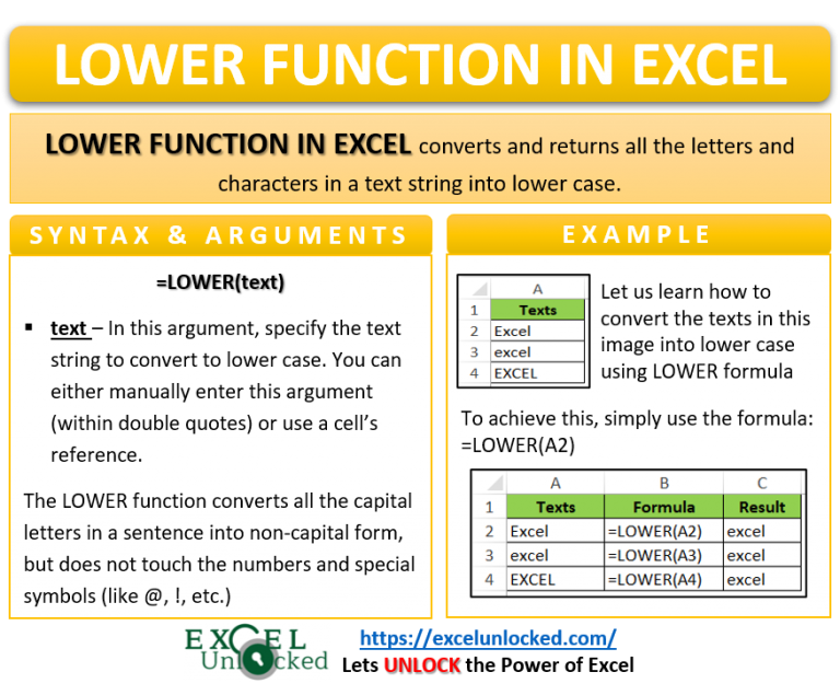 Excel LOWER Function Convert Letters In Lower Case Excel Unlocked