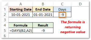 DAYS Function In Excel - Counting Number of Days - Excel Unlocked