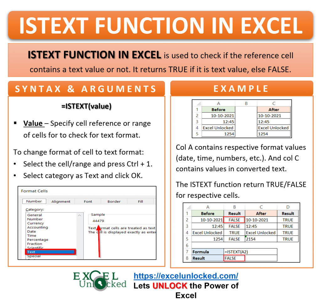 Istext Function In Excel Checking If Cell Contains Text Excel Unlocked