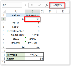 N Function in Excel - Usage and Examples - Excel Unlocked