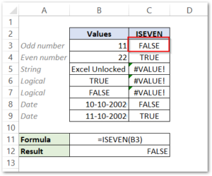 ISEVEN Function in Excel - Usage with Examples - Excel Unlocked