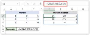 MINVERSE Function in Excel - Matrix Inverse - Excel Unlocked