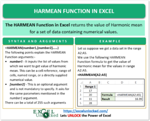 HARMEAN Function in Excel - Harmonic Mean - Excel Unlocked