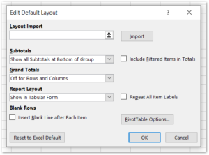 Change Default Layout of a Pivot Table - Excel Unlocked