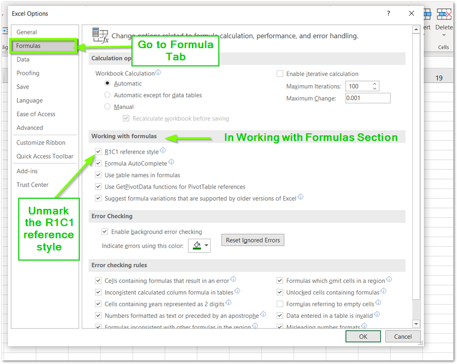 Column Headings From Numbers To Letters Excel Unlocked