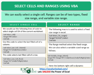 Select Cells and Ranges using VBA in Excel - Excel Unlocked
