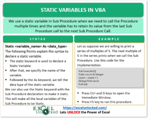 When to Use Static Variables in VBA? - Excel Unlocked