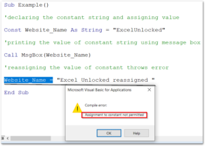 Constants in VBA - Declaration, Types. Scope - Excel Unlocked