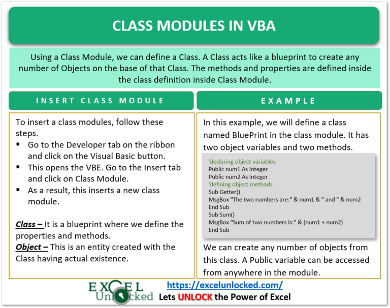 Vba Class Modules Create Objects Excel Unlocked