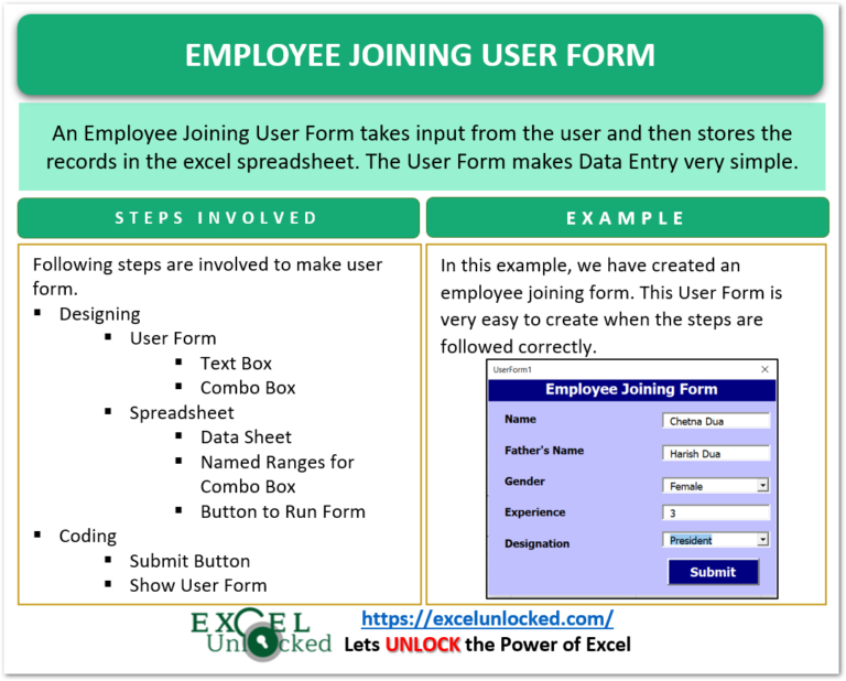 Employee Joining User Form - VBA Project Excel - Excel Unlocked