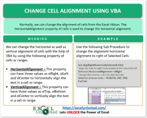 Change Cell Alignment Using VBA - Excel Unlocked