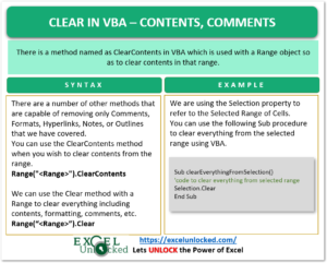 Clear in VBA - Content, Comment, Outline - Excel Unlocked