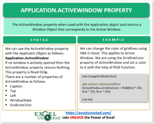 Application.ActiveWindow Property in VBA - Excel Unlocked